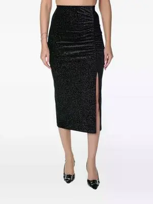 Armani Exchange Ruched Side-slit Midi Skirt - Black