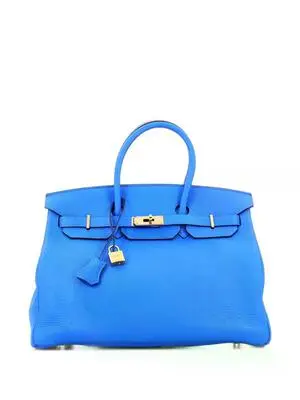 Hermès Birkin Handbag Bleu Hydra Clemence With Gold Hardware 35 Tote Bag