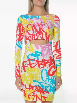 CHIARA FERRAGNI Graffiti-print Cut-out Mini Dress - Multicolour