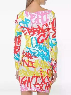 CHIARA FERRAGNI Graffiti-print Cut-out Mini Dress