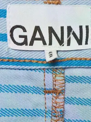 GANNI Stripe-print Denim Midi Skirt