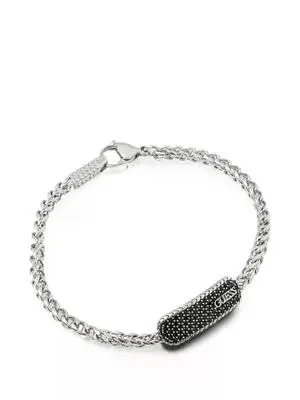 Guess Crystal-embellished Logo-plaque Bracelet - Silver