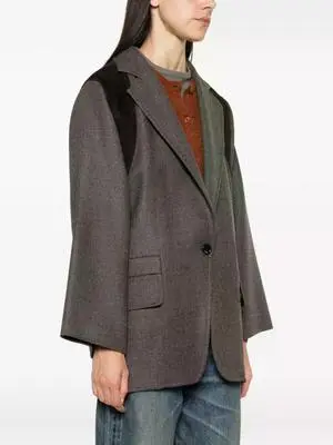 Max Mara Suede-panel Notched-lapel Jacket