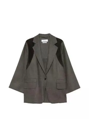 Max Mara Suede-panel Notched-lapel Jacket - Grey