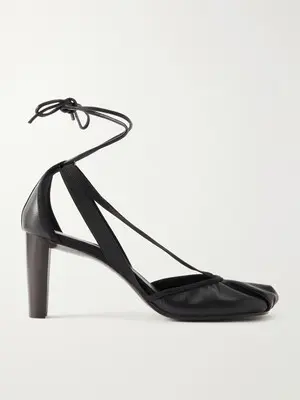 LEMAIRE Pedille Ballerina 80 Lace-up Leather Pumps - Black