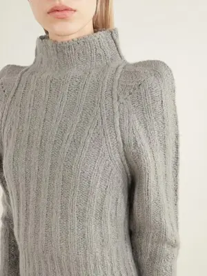 Rick Owens Cropped Ribbed Cashmere And Silk-blend Turtleneck Sweater - Gray