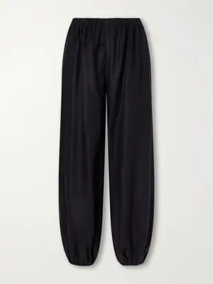 Faithfull The Brand Kortez Balloon Gathered Linen Woven Tapered Pants - Black
