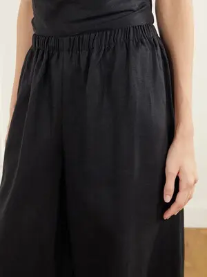 Faithfull The Brand Kortez Balloon Gathered Linen Woven Tapered Pants - Black