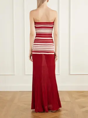 Faithfull The Brand Valmir Strapless Striped Pleated Cotton-blend Jersey Maxi Dress