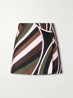 Emilio Pucci Printed Silk-twill Wrap Mini Skirt - Multi