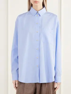 JAMIE HALLER The Essential Drop-tail Cotton-poplin Shirt - Blue