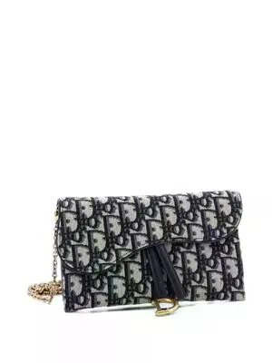 Dior Saddle Chain Wallet Oblique Canvas Crossbody Bag