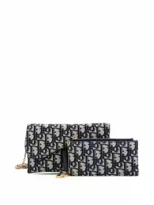 Dior Saddle Chain Wallet Oblique Canvas Crossbody Bag