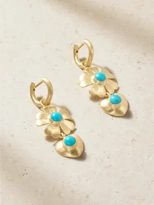 Irene Neuwirth Golden Blossom 18-karat Gold Turquoise Earrings - Blue