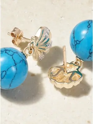 Mateo Petite Venus 14-karat Diamond And Turquoise Earrings