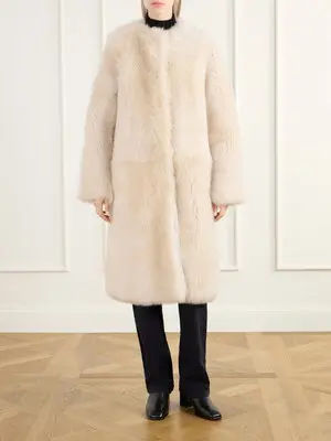 ALMADA Gemma Collarless Paneled Shearling Coat
