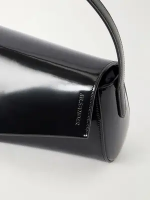 JIL SANDER Kante Patent-leather Shoulder Bag - Black