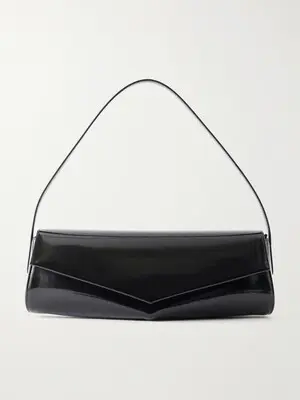 JIL SANDER Kante Patent-leather Shoulder Bag - Black