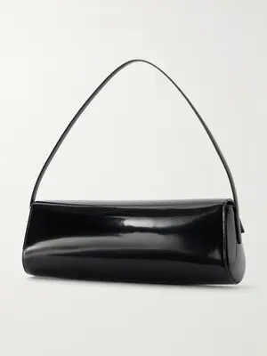 JIL SANDER Kante Patent-leather Shoulder Bag - Black