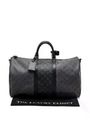 LOUIS VUITTON 50 Keepall Bandoulière Monogram Eclipse Reverse Duffel Bag