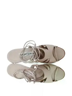 Manolo Blahnik Lace-up Peep-toe Sandals