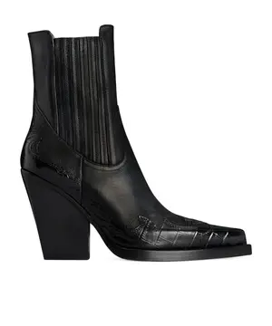 Paris Texas Embroidered High-heeled Ankle Boots - Black