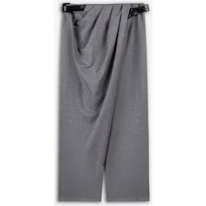 NOCTURNE Draped Wrap Front Trousers - Grey
