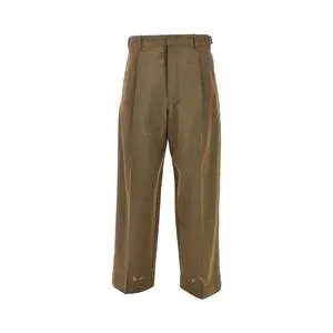 LEMAIRE Wool And Mohair Tailored Pants With Pleat - Khaki