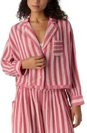 Free People Intimately Fp One And Done Pajama Shirt - Red Combo