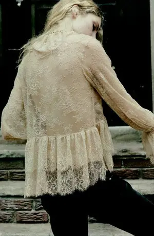 Mango Lace Ruffle Long Sleeve Shirt