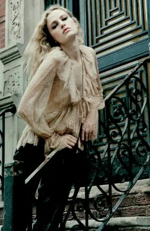 Mango Lace Ruffle Long Sleeve Shirt