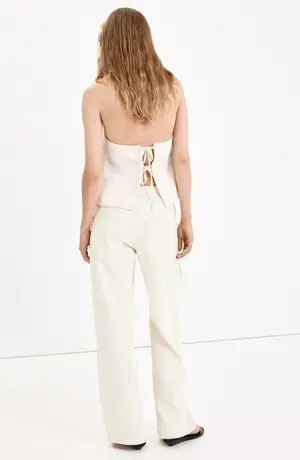 Mango Wide Leg Cotton & Linen Jeans