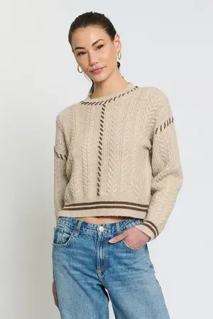 Central Park West Phoebe Patchwork Cropped Sweater