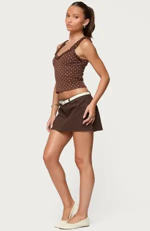 EDIKTED Pippin Ruffle Dot Crop Tank