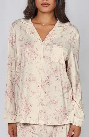 ICOLLECTION Toile Print Long Sleeve Pajama Set