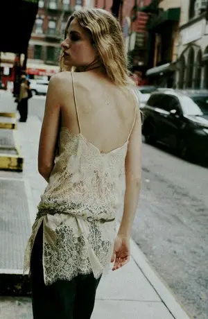 Mango Longline Lace Camisole - Ecru