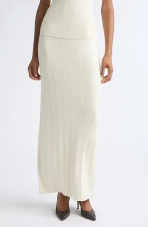 COLLEEN ALLEN Merino Wool Rib Maxi Skirt - Ivory