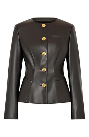MILLY Wells Faux Leather Jacket - Black