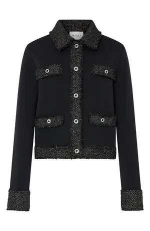MILLY Rhea Cardigan Jacket - Black