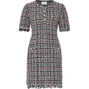 MILLY Dakota Fringe Minidress - Black/white