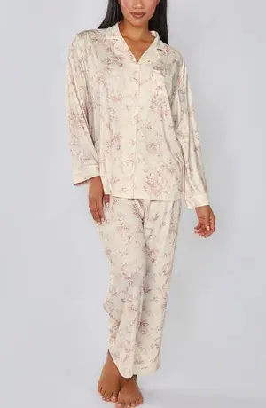 ICOLLECTION Toile Print Long Sleeve Pajama Set