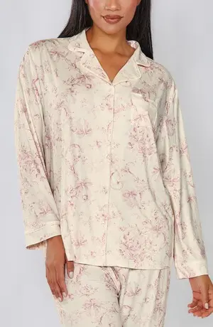 ICOLLECTION Toile Print Long Sleeve Pajama Set