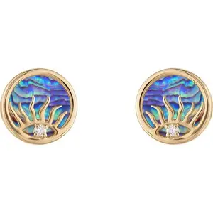 EDEN PRESLEY Sunrise 14k Gold Lapis Lazuli & Diamond Stud Earrings - Abalone