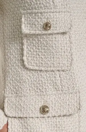 Karl Lagerfeld Paris Collarless Wool Blend Coat