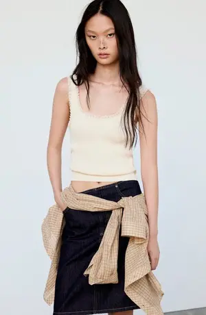 Mango Lace Trim Rib Tank