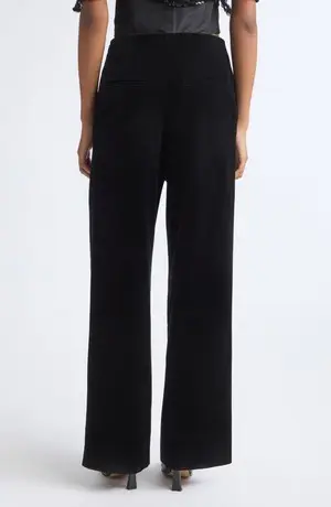COLLEEN ALLEN Wide Leg Cotton Velvet Pants - Black