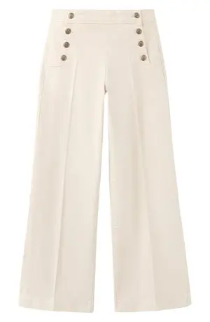 Mango Side Button Wide Leg Jeans - Sand