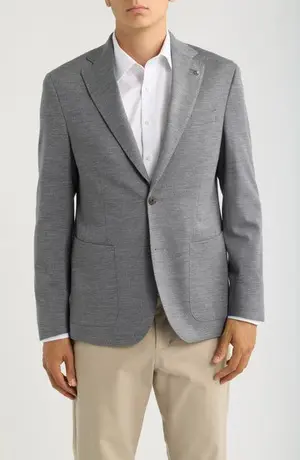 JACK VICTOR Hartford Wool Herringbone Knit Sport Coat - Blue