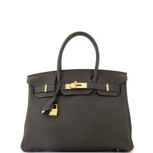 Hermès Birkin Handbag Green Togo With Gold Hardware 30 - Grey