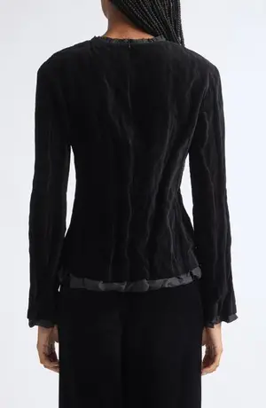 COLLEEN ALLEN Crushed Velvet Crewneck Top